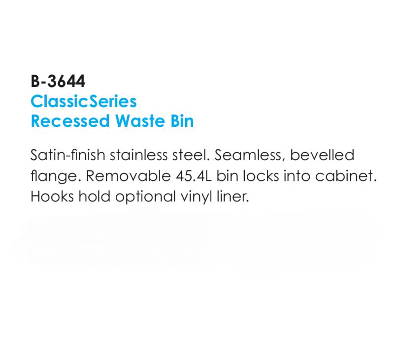 Bobrick Recessed Waste Bin